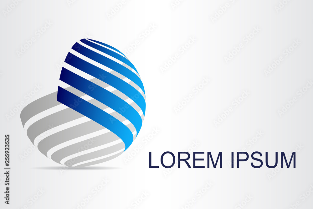 Abstract technology logo stylized spherical surface with abstract ...