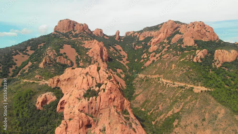 Cap Roux, the famous red mountain Esterel Massif at Azure Coast, French ...