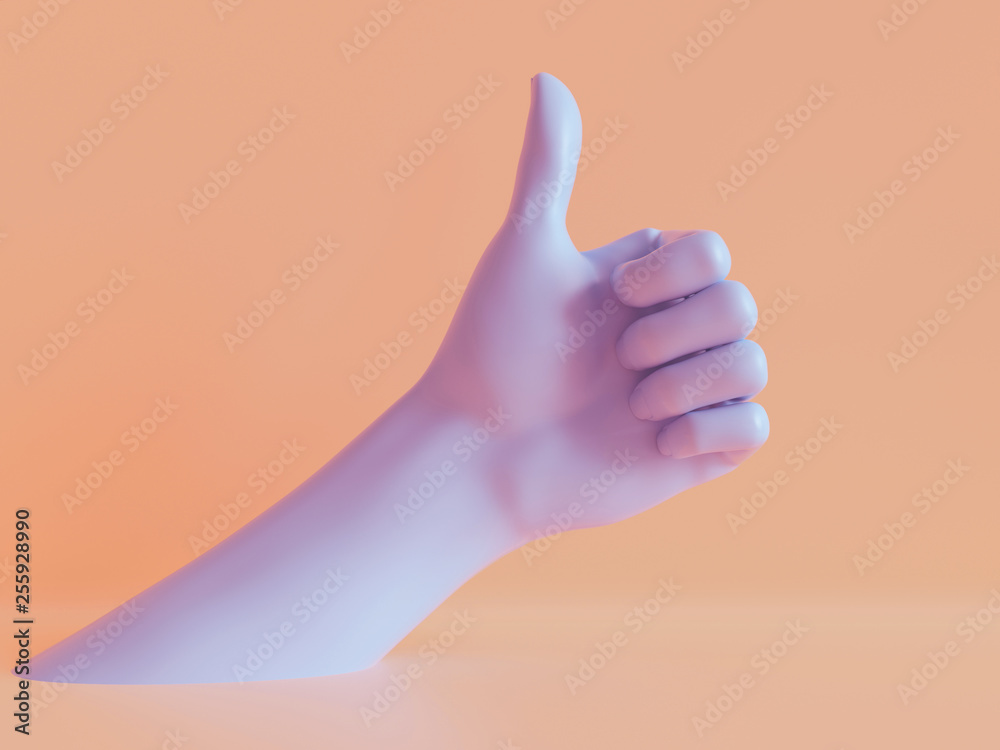 3d render, female hand isolated, thumb up, like gesture, jewelry shop ...