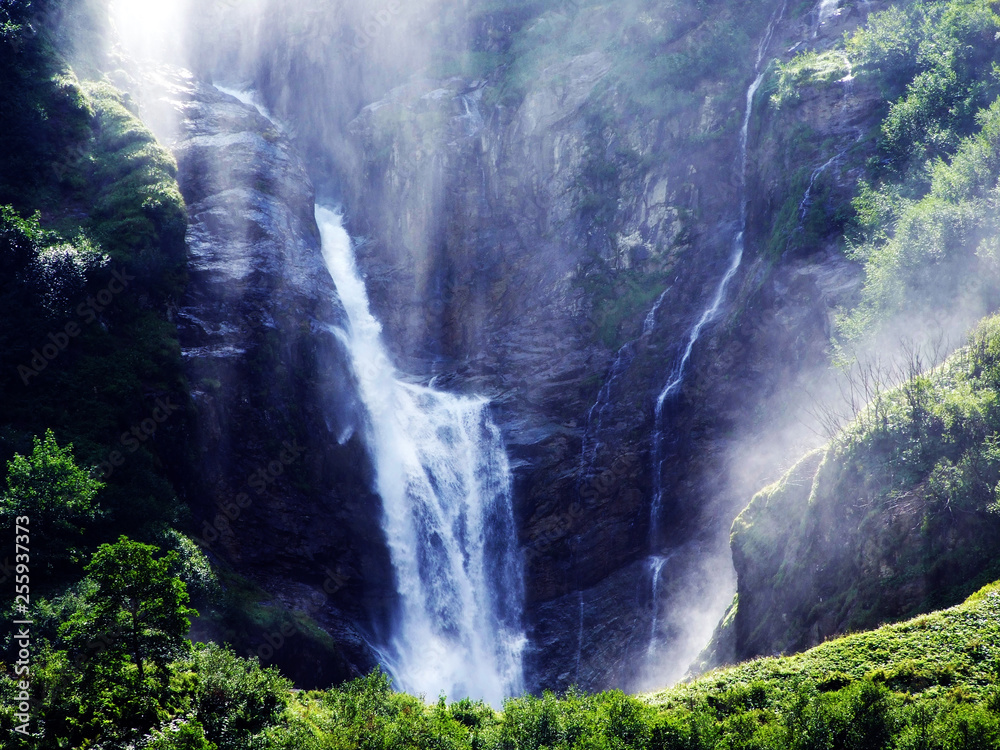 Waterfall Stauber or Wasserfall Stäuber, Brunnibach stream in the ...