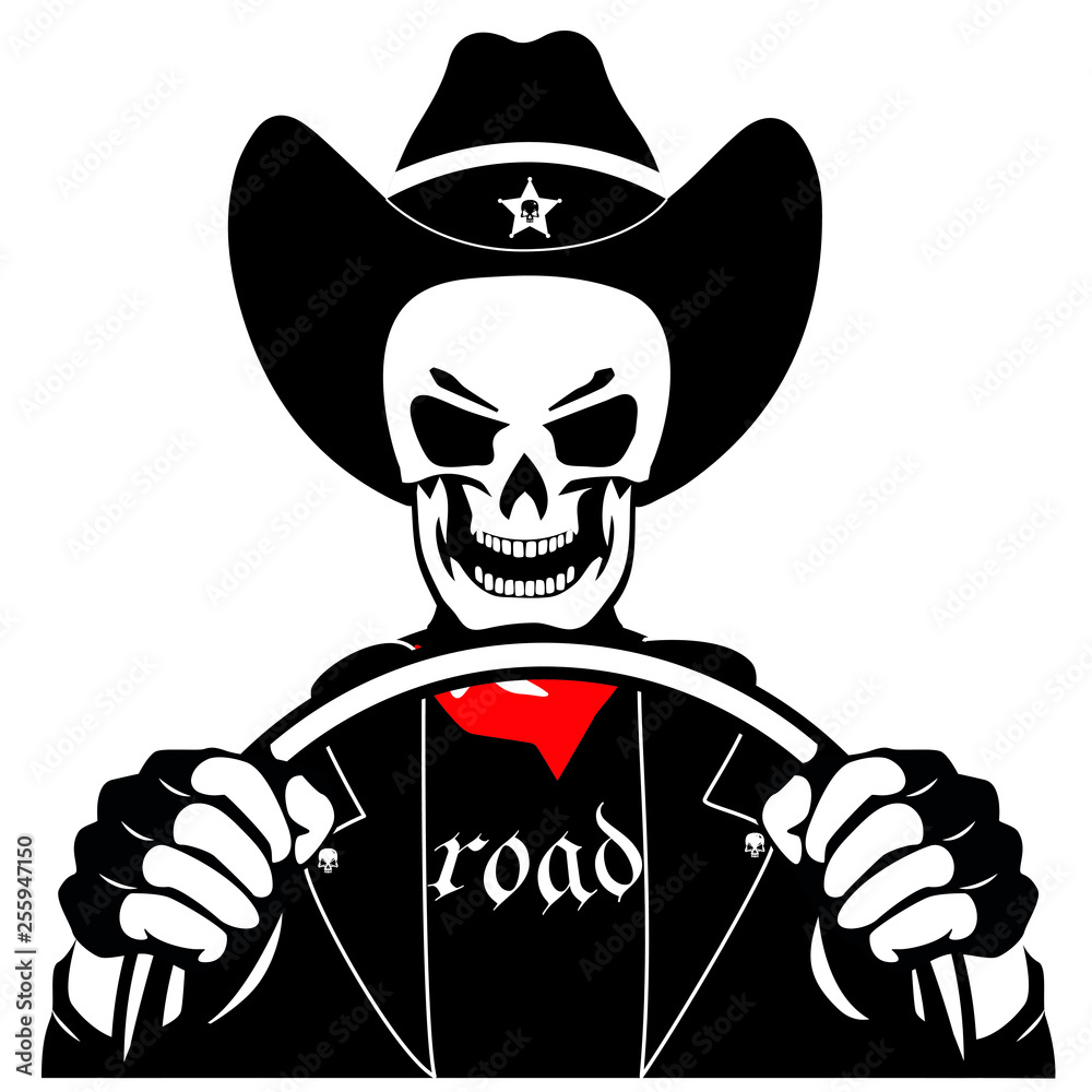 Undead Stock Car Racer. Vector illustration of a skeleton with a ...