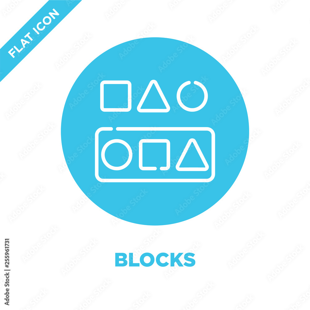 blocks icon vector from baby toys collection. Thin line blocks outline ...