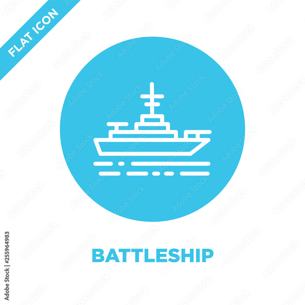 battleship icon vector from military collection. Thin line battleship ...
