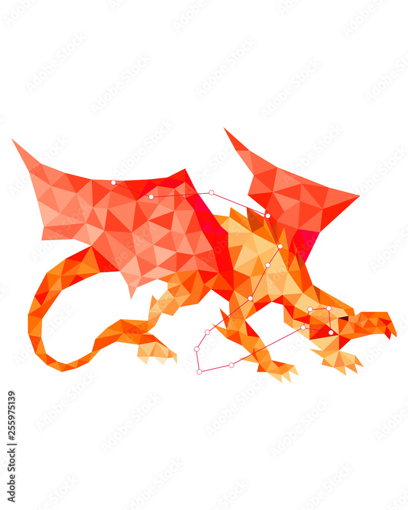 Draco constellation. Horoscope gold dragon sign with constellation ...