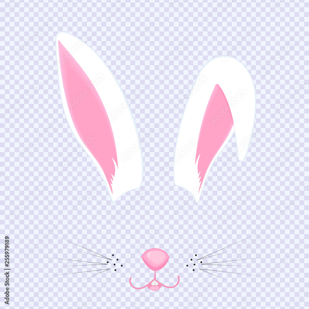 Easter Bunny ears and nose. Mask for carnival, selfie, photo, chat. The ...