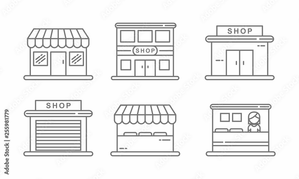 Set of store icon line design. Store vector illustration Stock Vector ...