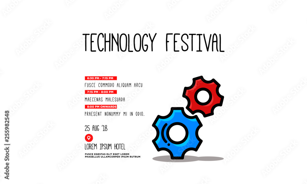 Technology Festival Gears Invitation Design with Where and When Details ...