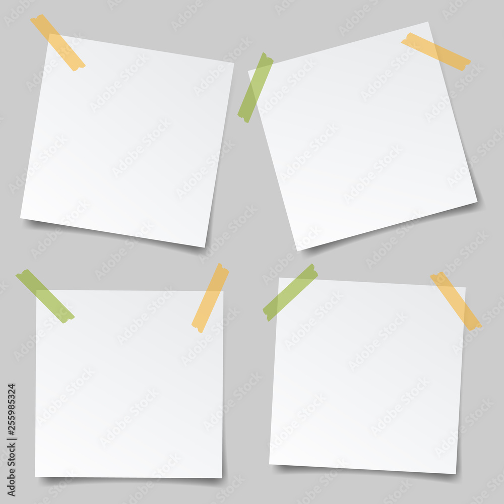 Set of square note papers. Set of square and rectangular note papers ...