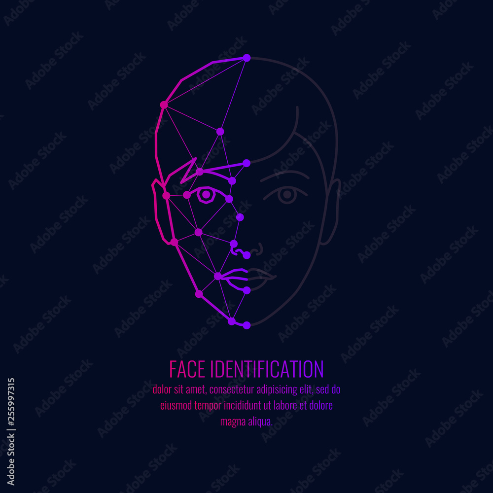 Biometric identifier of a person. Face Identication illustration Stock ...