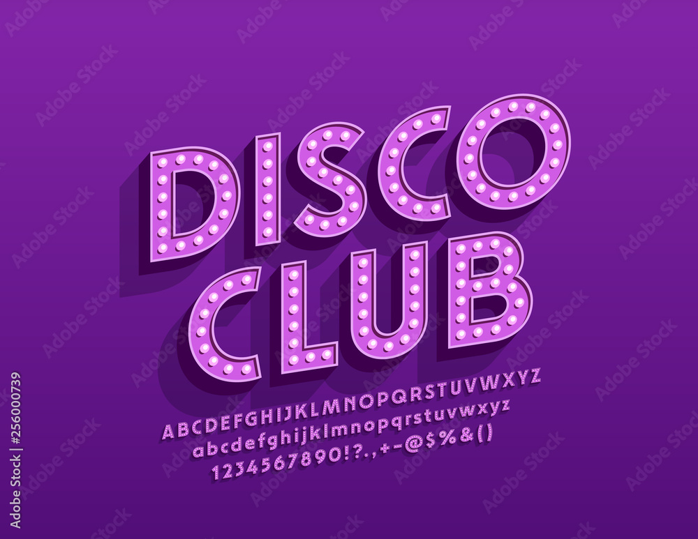 Vector vintage style banner Disco Club with electric lamp. Glowing ...