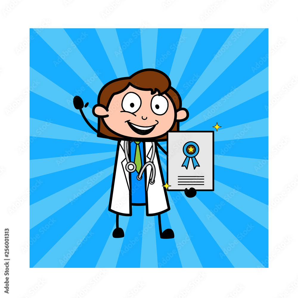 Cartoon Doctor with Medical Certificate - Best Doctor Vector Concept ...