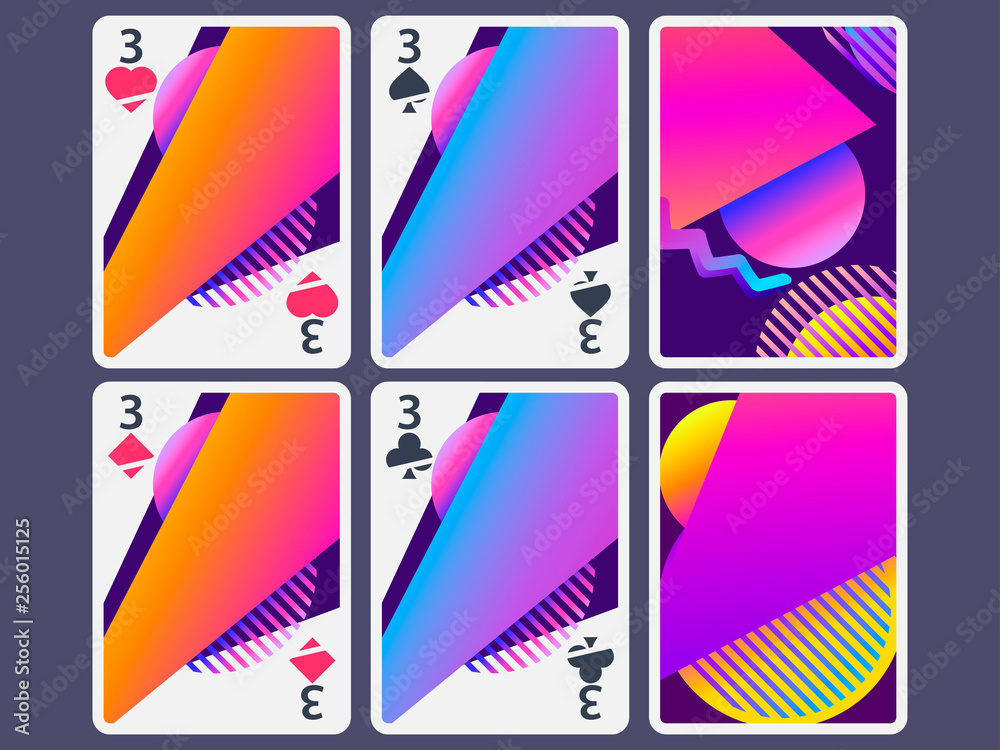 Playing cards in modern style. Gradient shapes, geometric objects. The ...