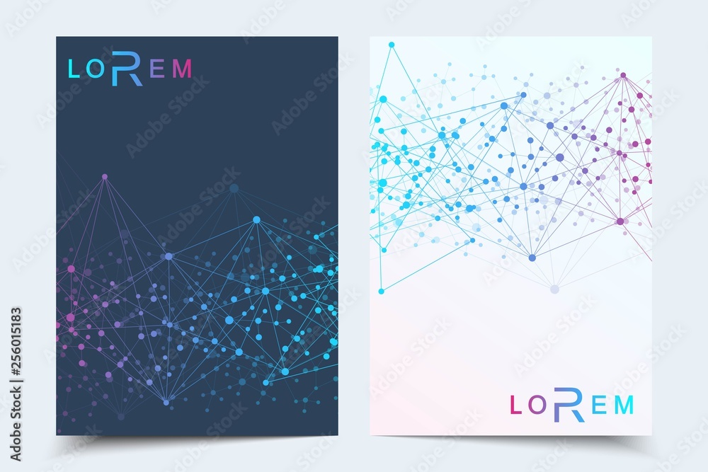 Scientific brochure design template. Vector flyer layout, Molecular ...