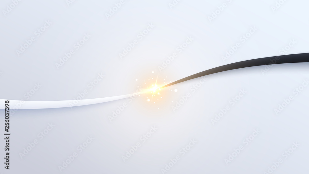 Smooth curved flow of lines with golden sparks Stock Vector | Adobe Stock