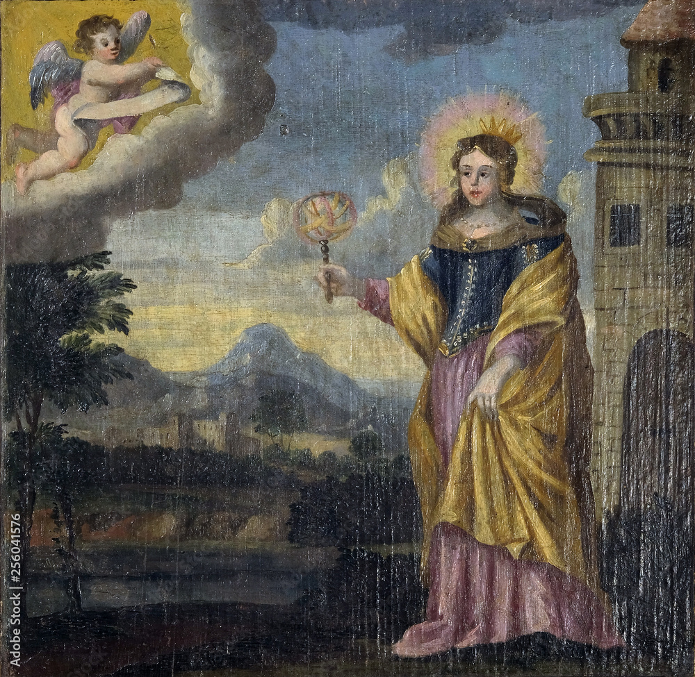 The martyrdom of St. Barbara, Escape from the parental home, altarpiece ...