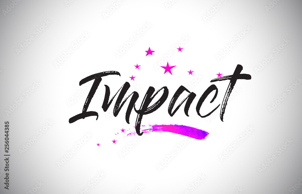 Impact Handwritten Word Font with Vibrant Violet Purple Stars and ...