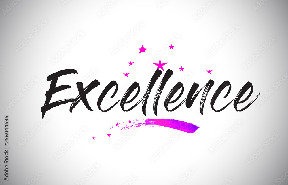 Excellence Handwritten Word Font with Vibrant Violet Purple Stars and ...