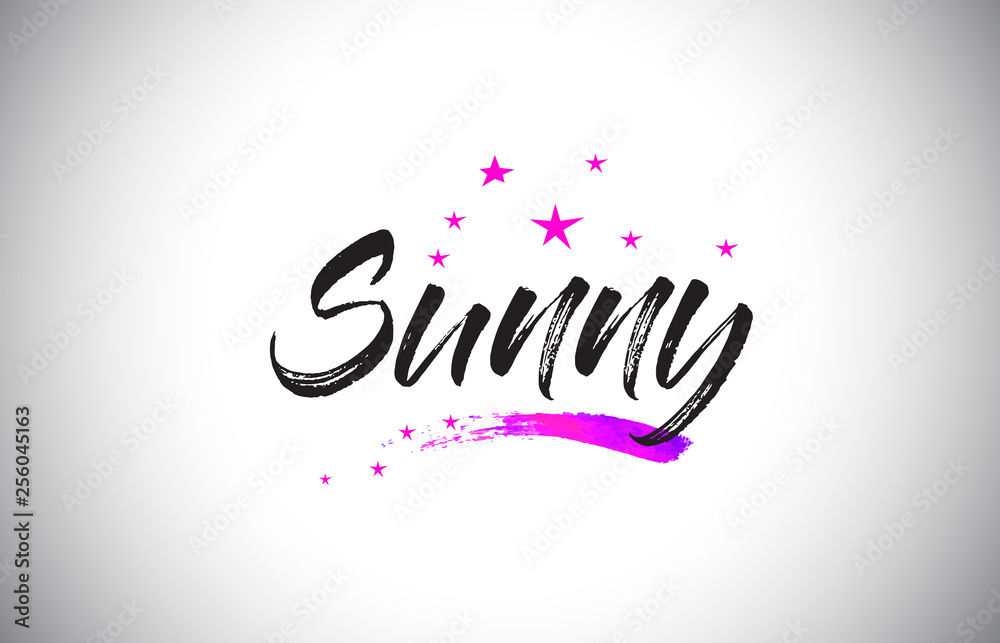 Sunny Handwritten Word Font with Vibrant Violet Purple Stars and ...