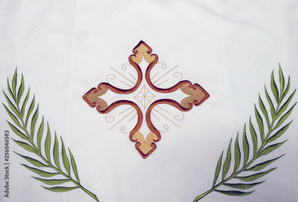 Cross, detail of church vestment made by the Sisters of Charity of ...