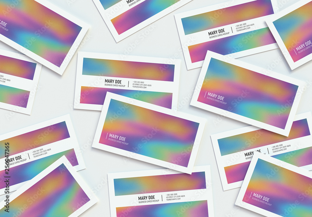 Scatter Business Cards on Editable Background Mockup Stock Template ...
