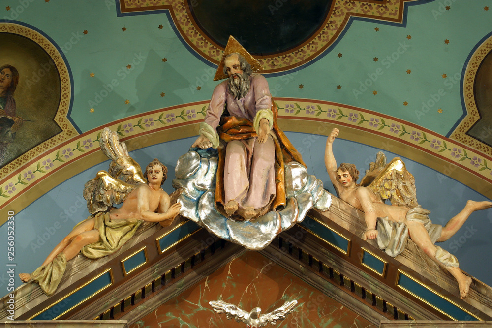 God the Father, statue on the main altar in the Parish Church of the ...