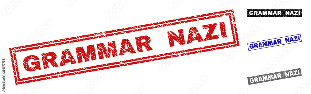 Grunge GRAMMAR NAZI rectangle stamp seals isolated on a white ...