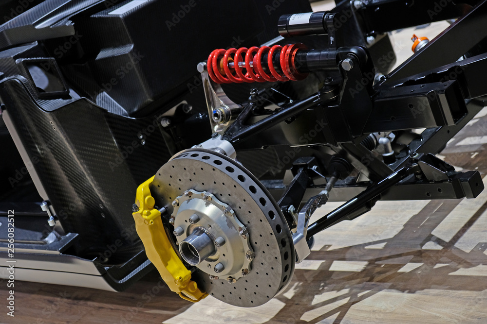 suspension scheme of a carbon frame supercar Stock Photo | Adobe Stock