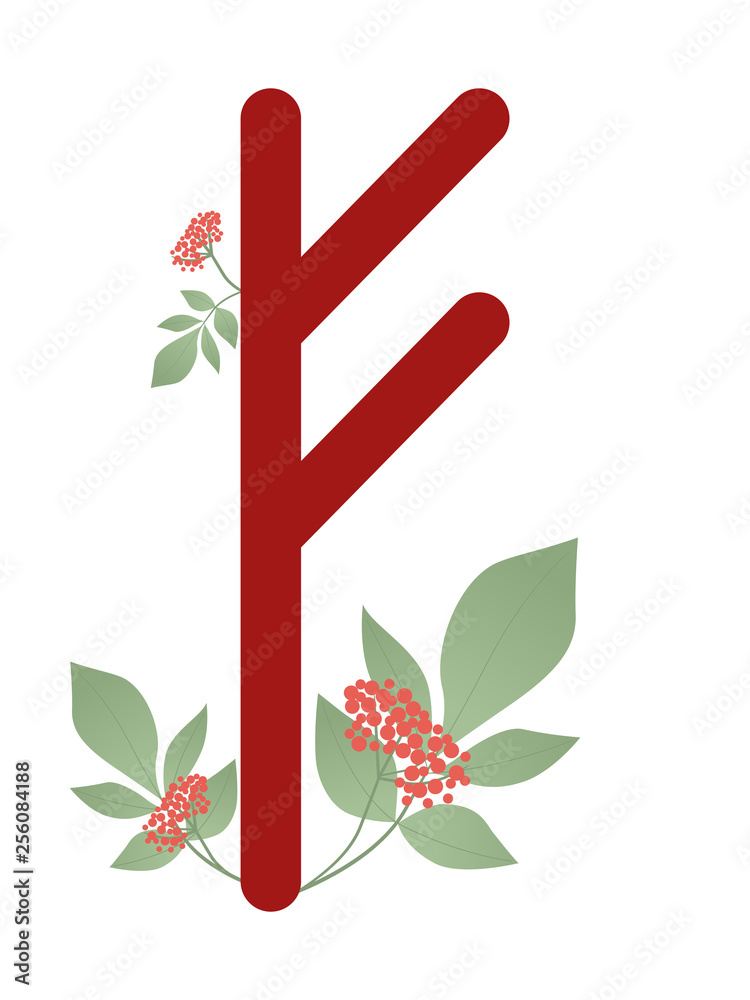 Runa Fehu. Ancient Norse Runa. Runic alphabet, Futhark. Ancient occult ...
