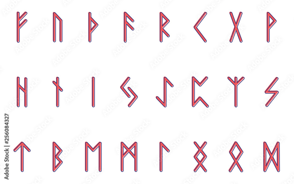 Vecteur Stock Set of ancient Norse runes. Runic alphabet. Futhark ...