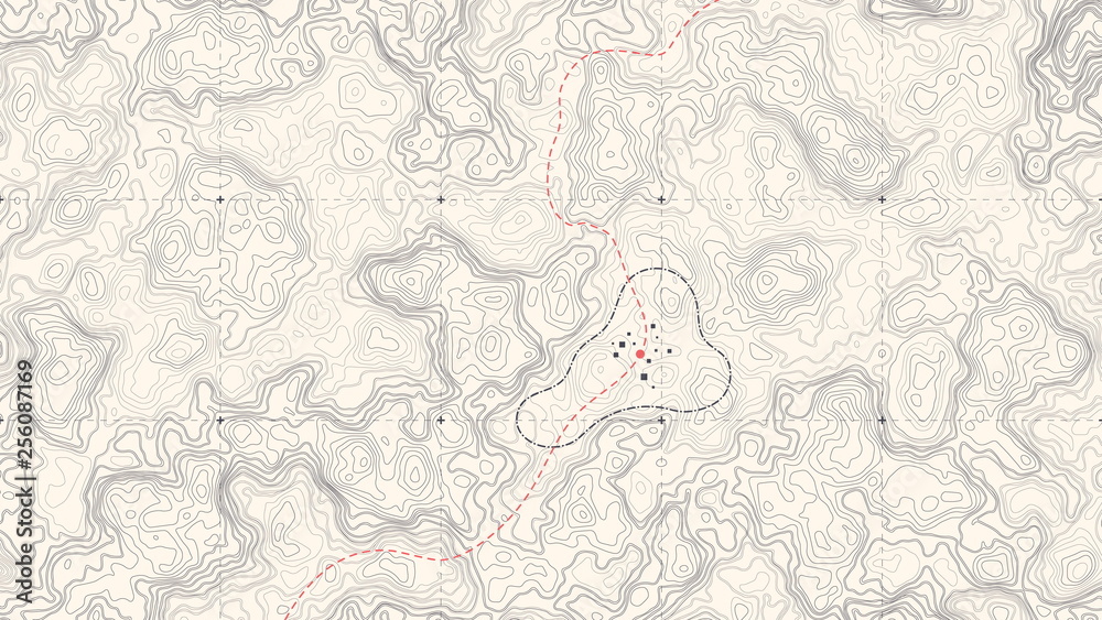 Vintage Detailed Contour Topographic Map Of Wild West Abstract Vector ...