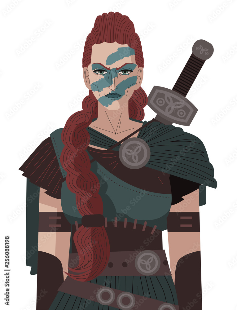 Boudica ancient celtic barbarian queen female warrior Stock Vector ...