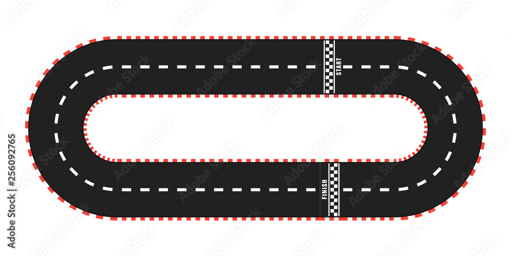 Race track with start and finish line. top view Stock Vector | Adobe Stock