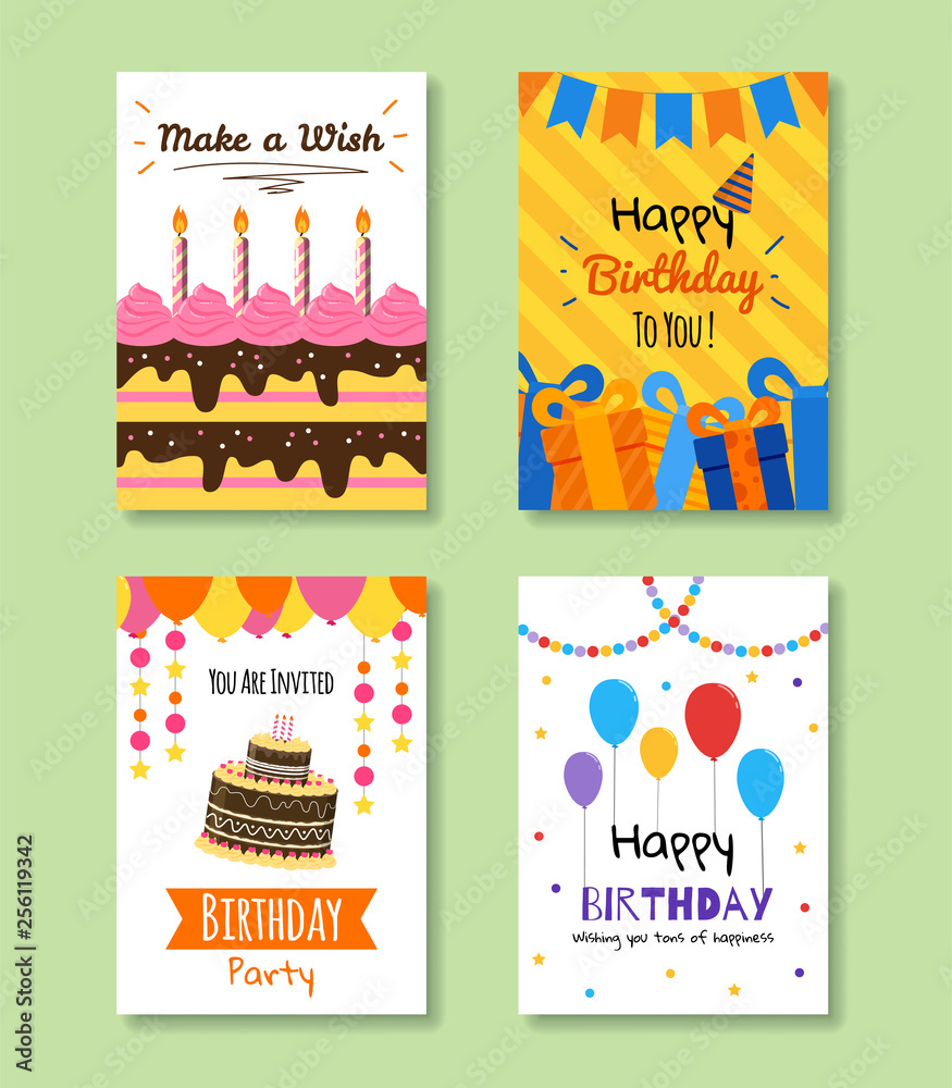 Set of birthday greeting and invitation cards. Vol.12 Stock Vector ...