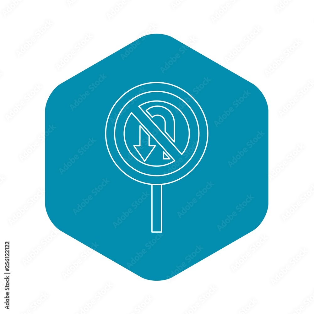 No U turn traffic sign icon. Outline illustration of no U turn traffic ...