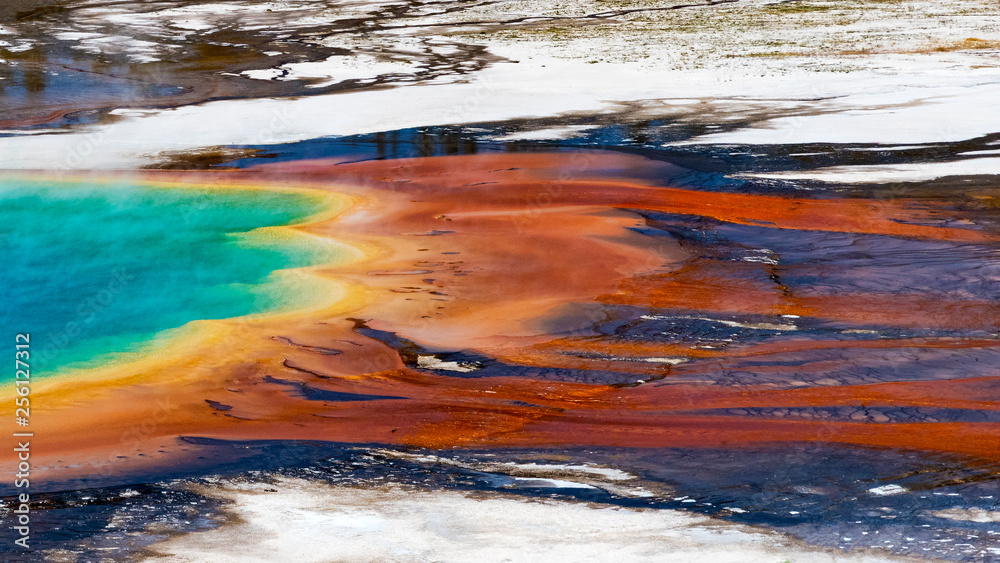 Colorful edge of hot springs pool Stock Photo | Adobe Stock