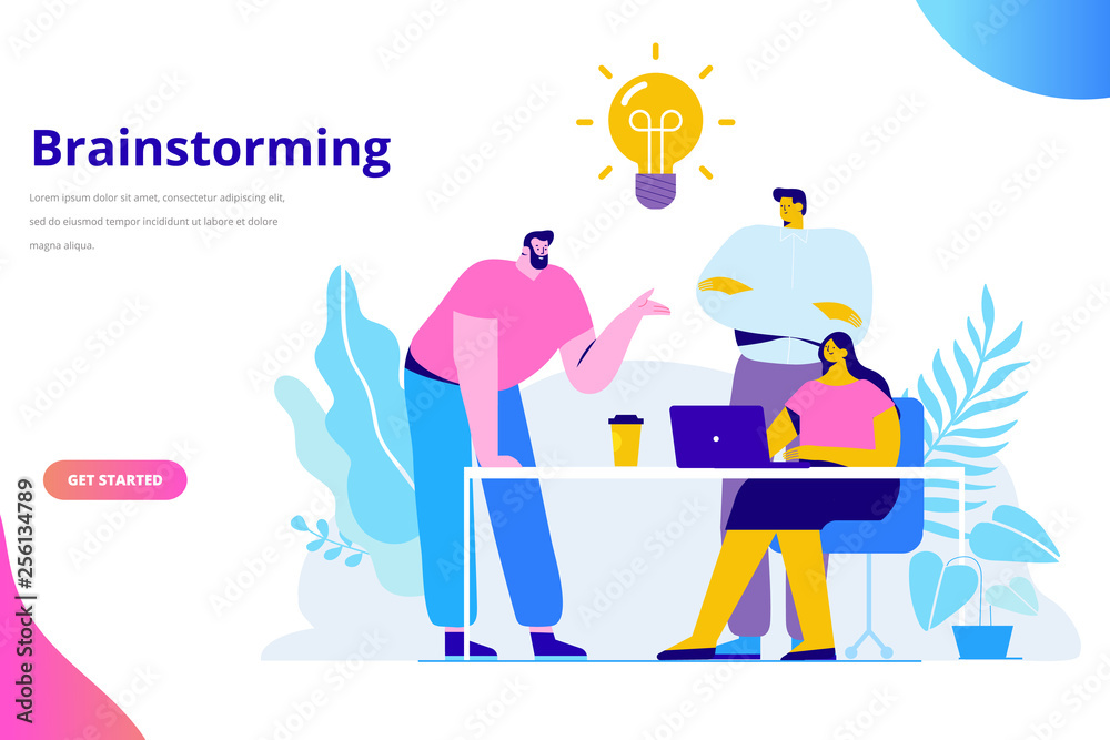 Brainstorming creative team idea discussion people. Teamwork staff ...