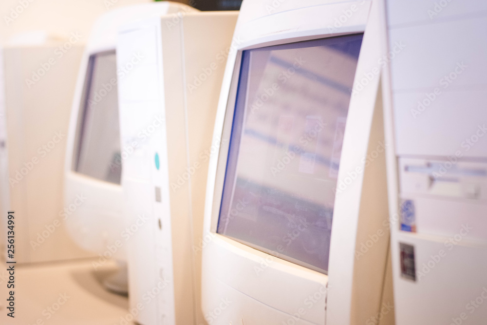 Old computer pc use for education in the 90s Stock Photo | Adobe Stock