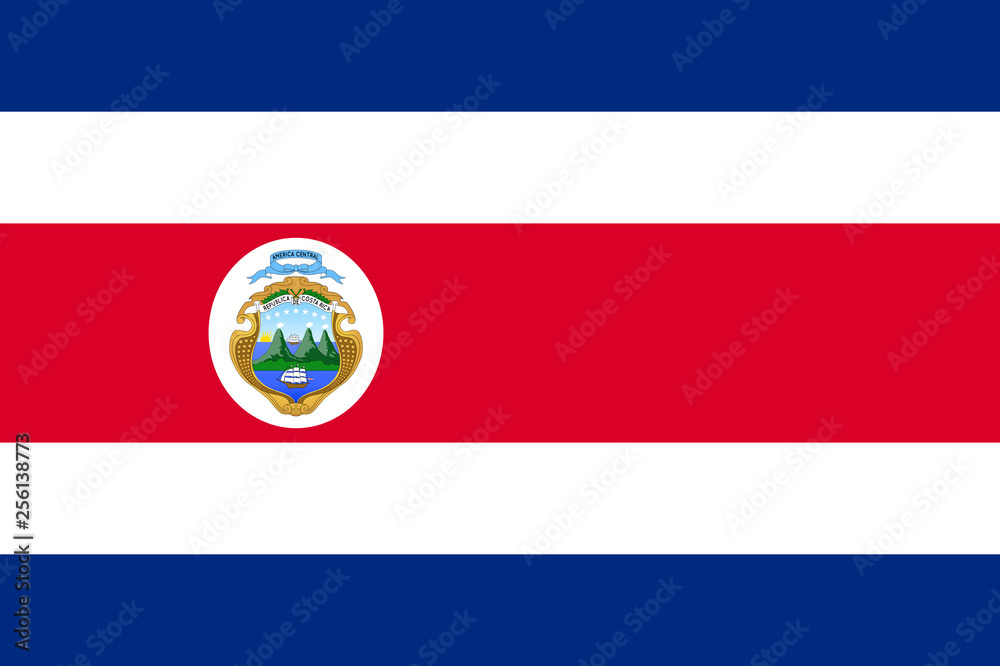 National flag of republic Costa Rica with emblem. Costa Rican patriotic ...