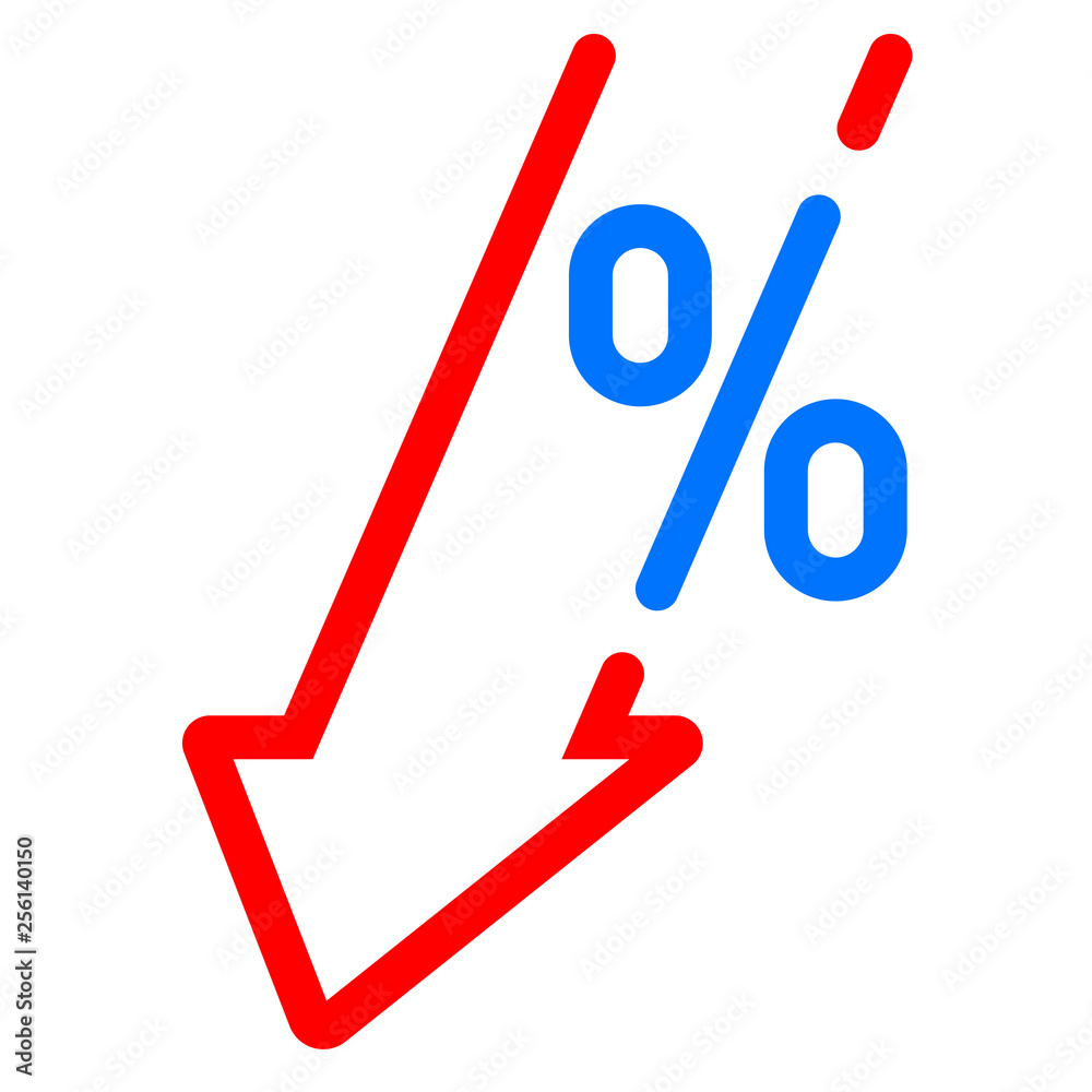 Gdp Decrease Fall Red Arrow And Percent Icon Vector Gdp Investment