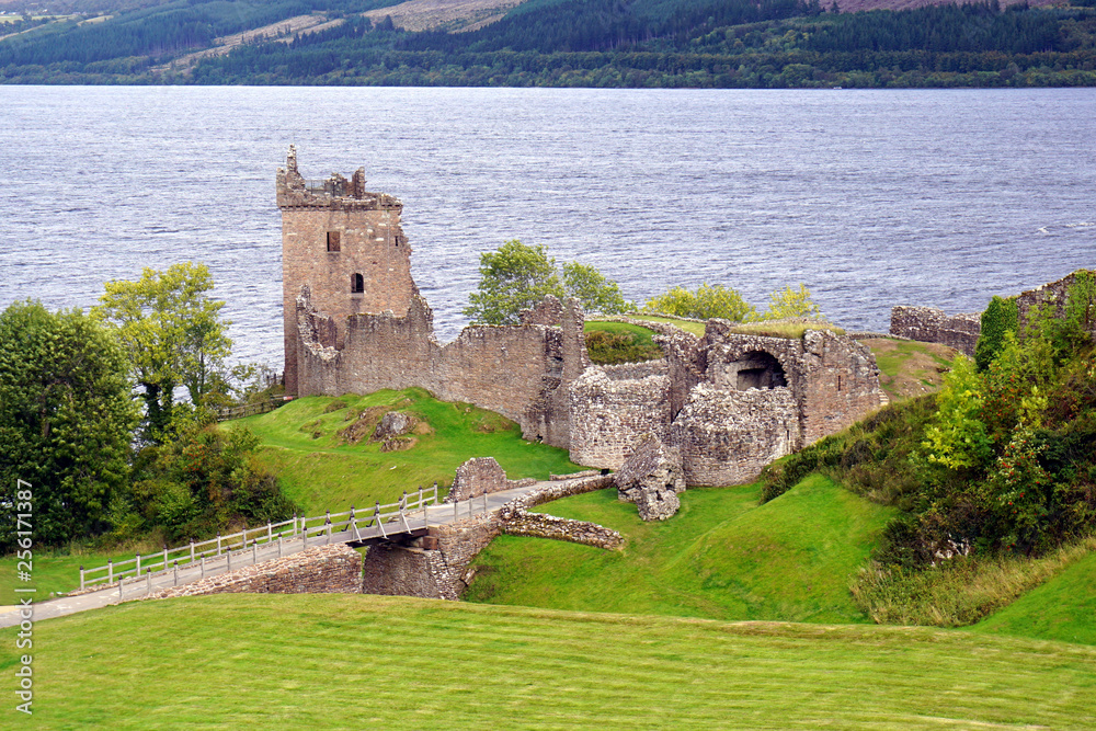 Urquhart Castle. The 13th century medieval castle located by the most ...