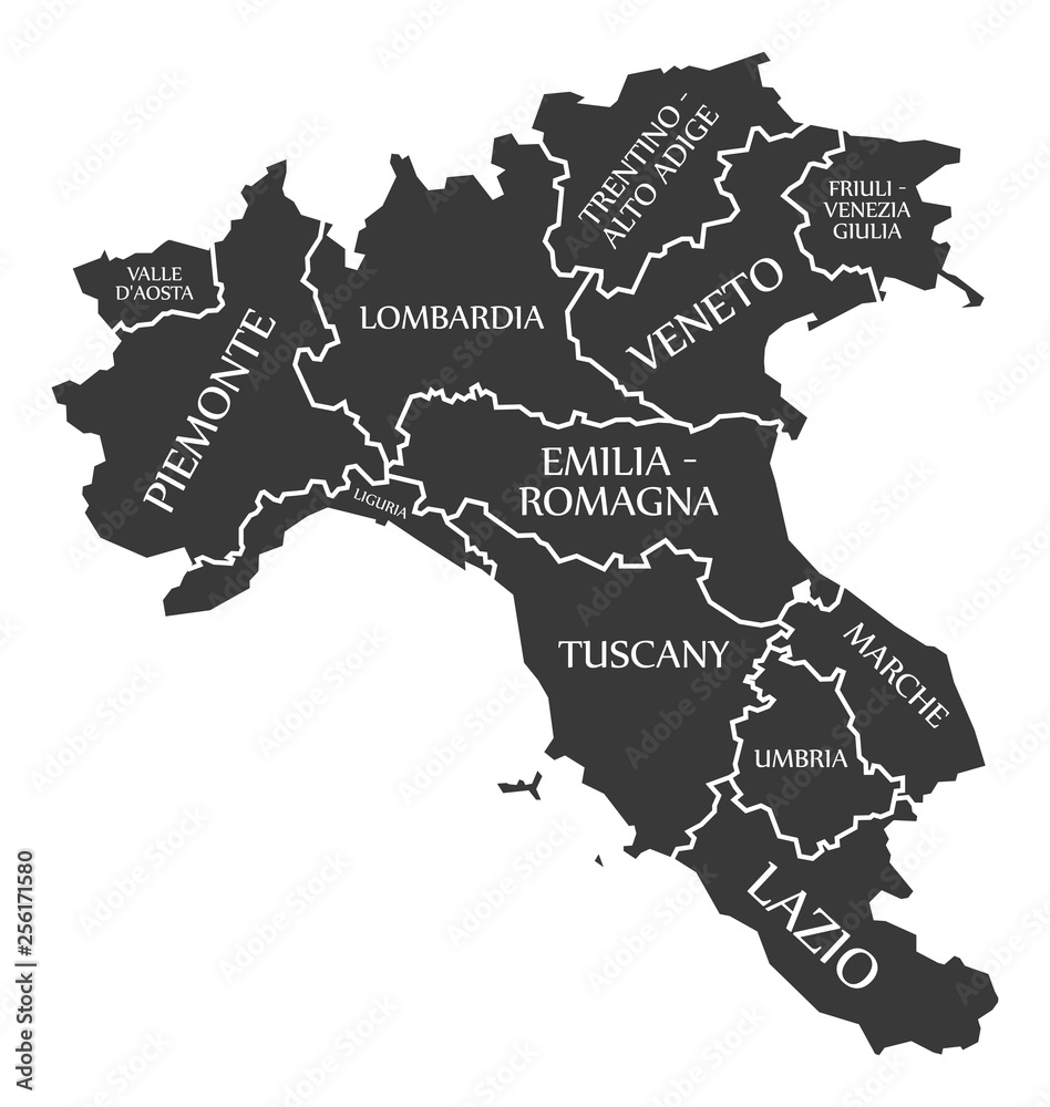 Northern regions of Italy map Stock Vector | Adobe Stock