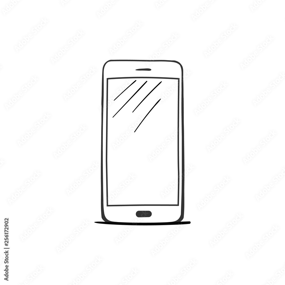 Hand drawn sketch of mobile phone, mockups Stock Vector | Adobe Stock