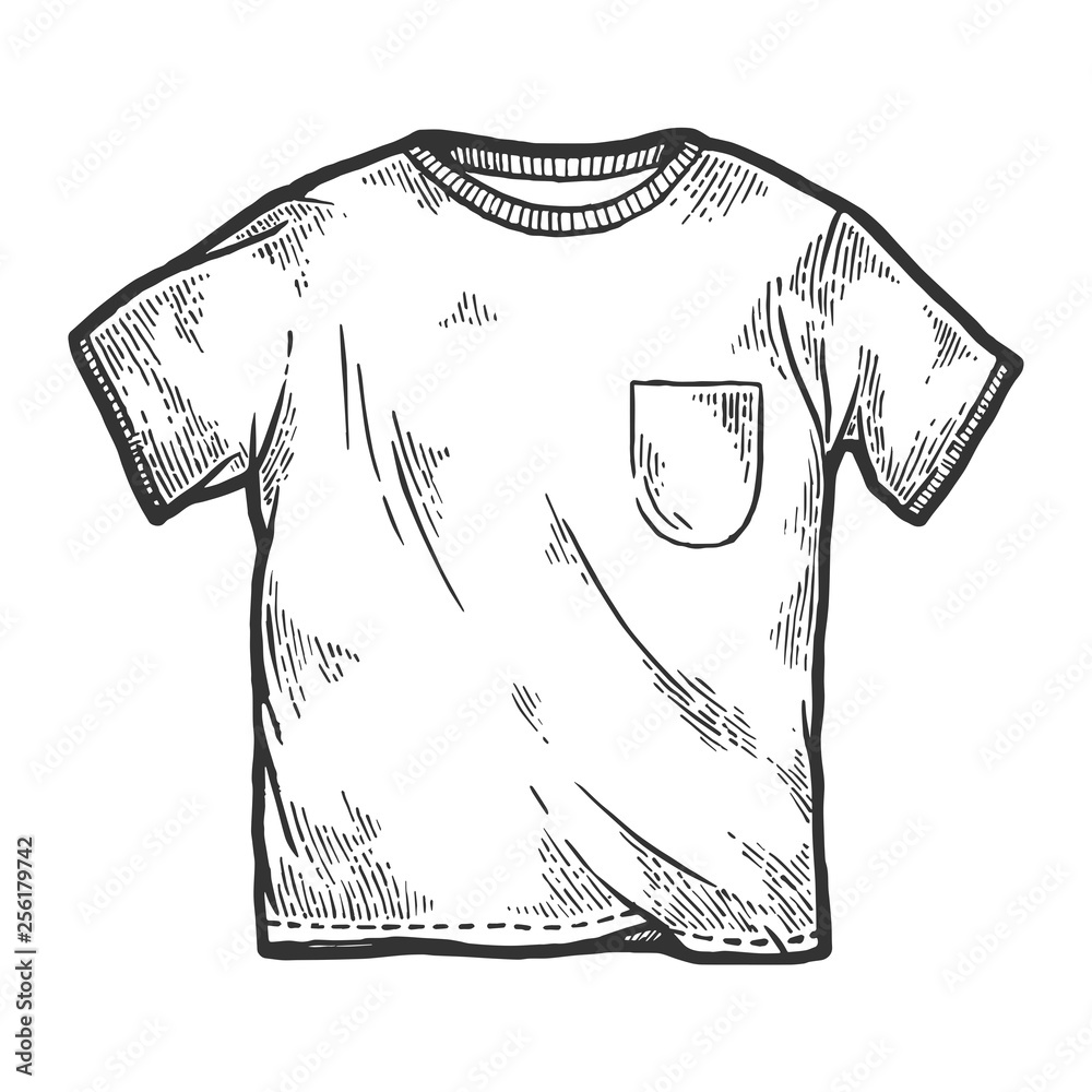 White t-shirt sketch vintage engraving vector illustration. Scratch ...