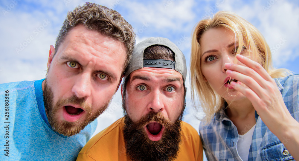 Friends shocked faces looking at you. That is impossible. Shocking news ...