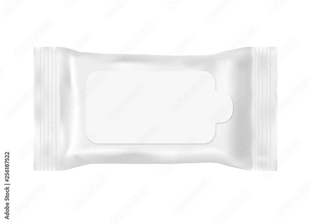 Vector realistic 3D wet wipes package with flap isolated on white ...