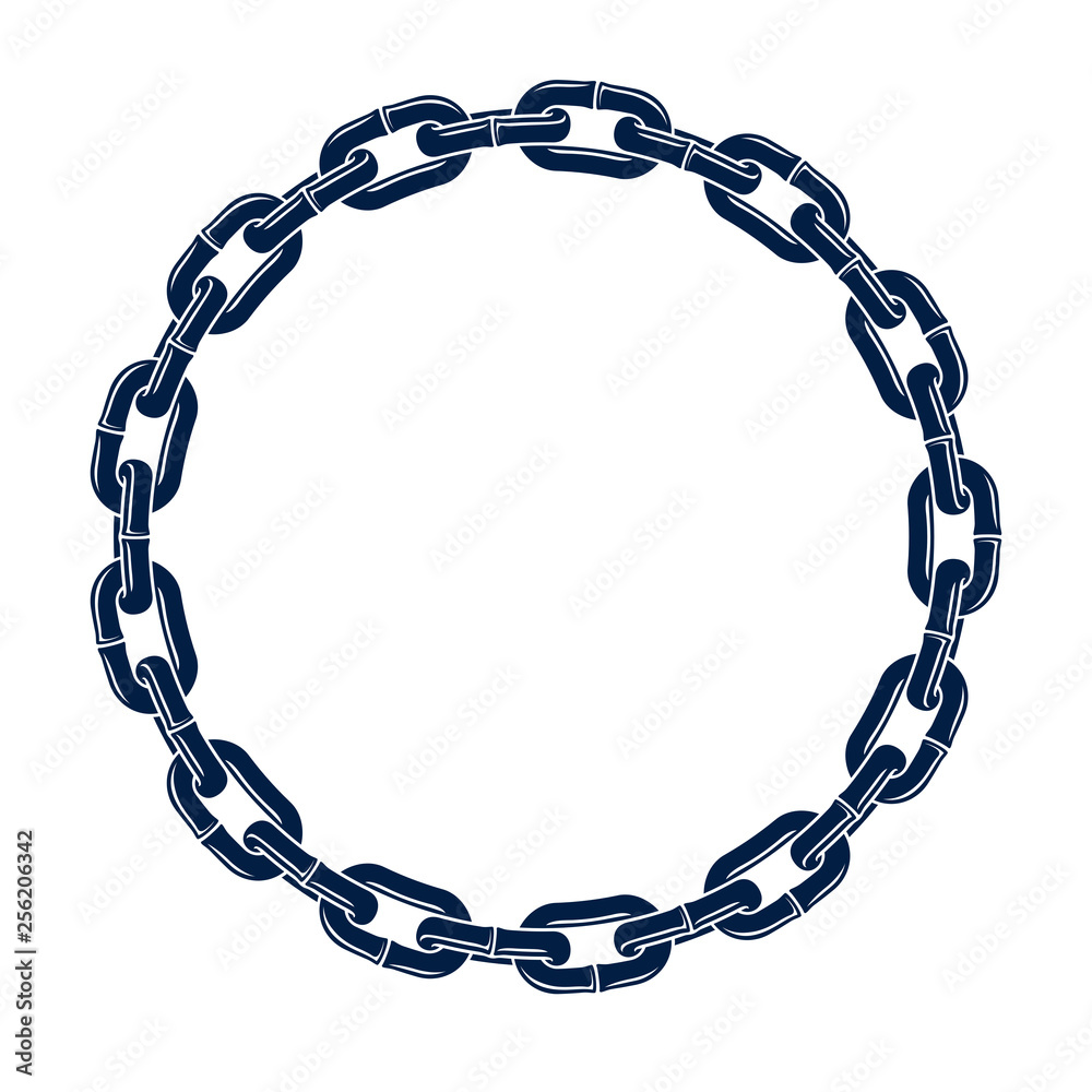 Round frame from chain, vector design element, circle shape border ...