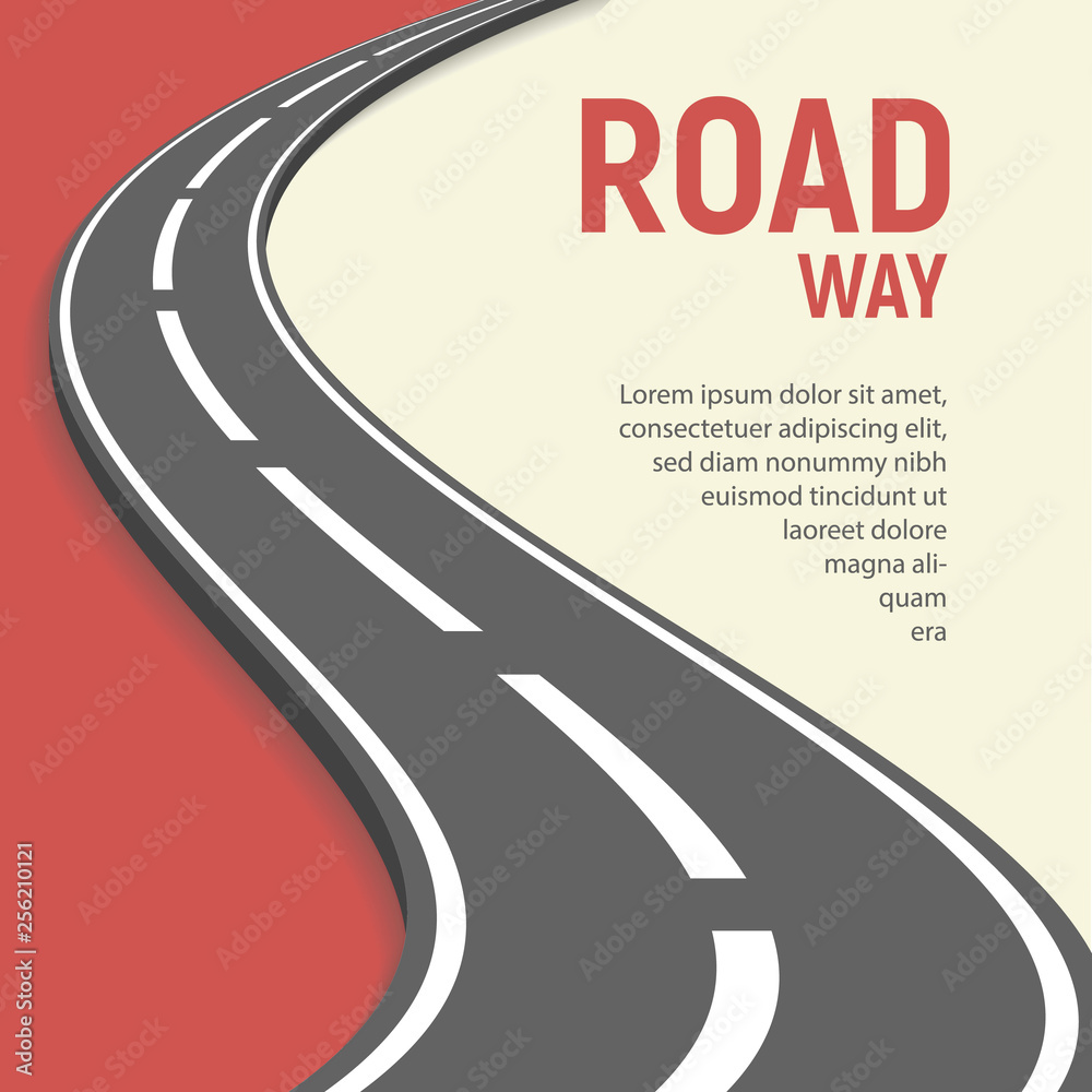 Isolated vector illustration of roadway. Flat transportation ...