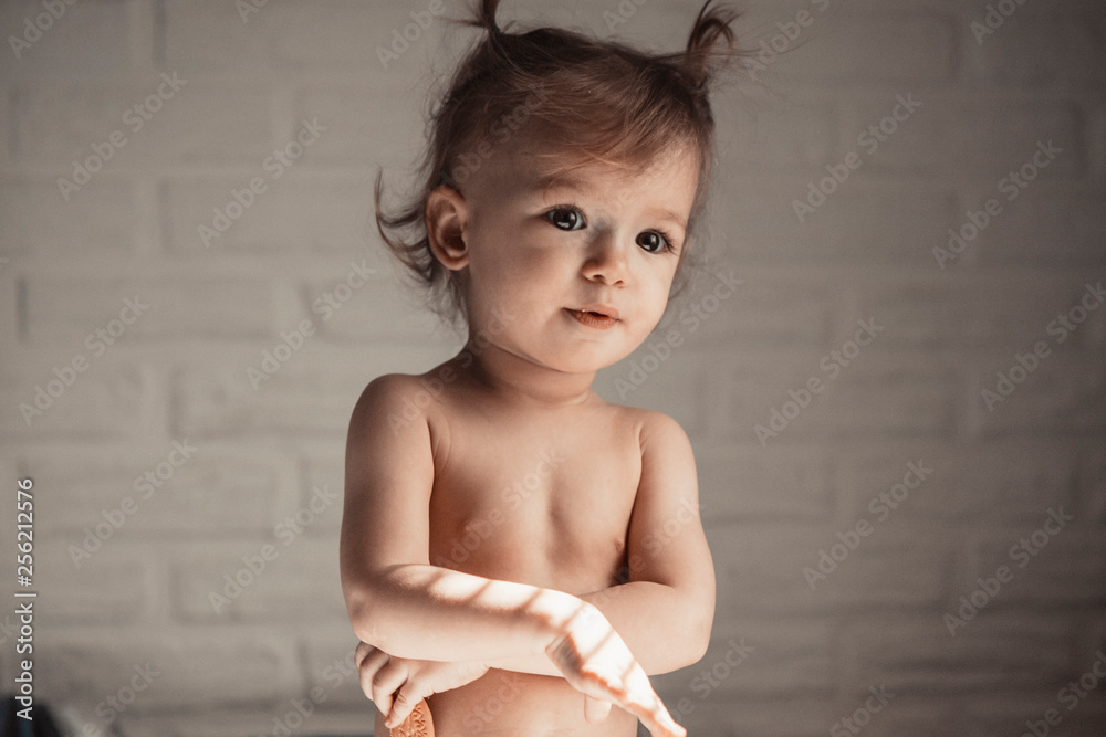 child with tails on his head favors morning in bed in his parents' room ...