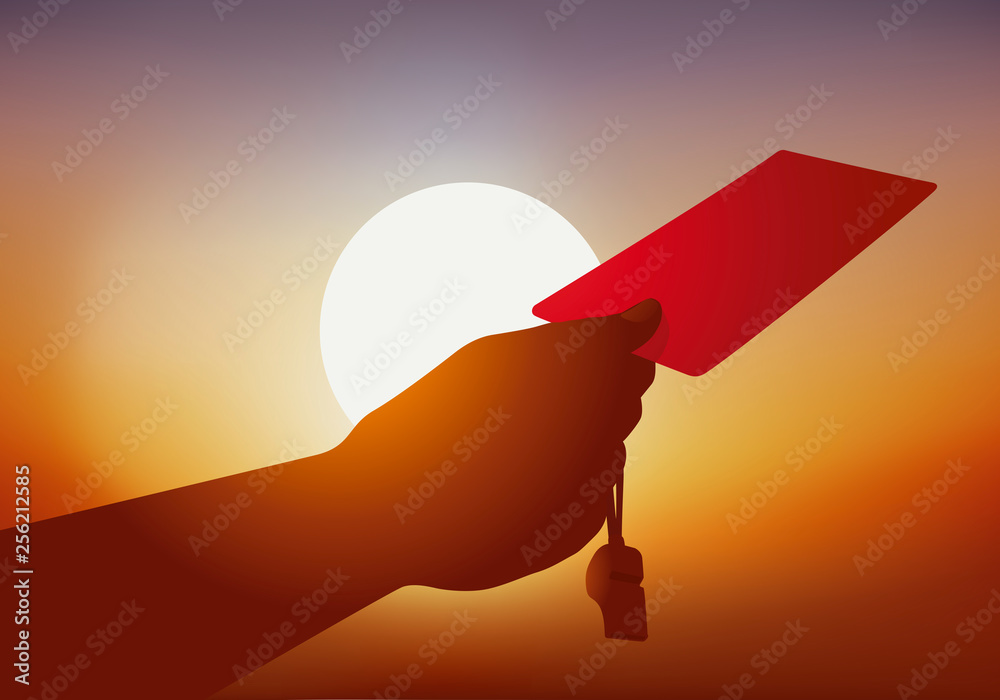 Concept de la faute sanctionnée avec un carton rouge par un arbitre de ...