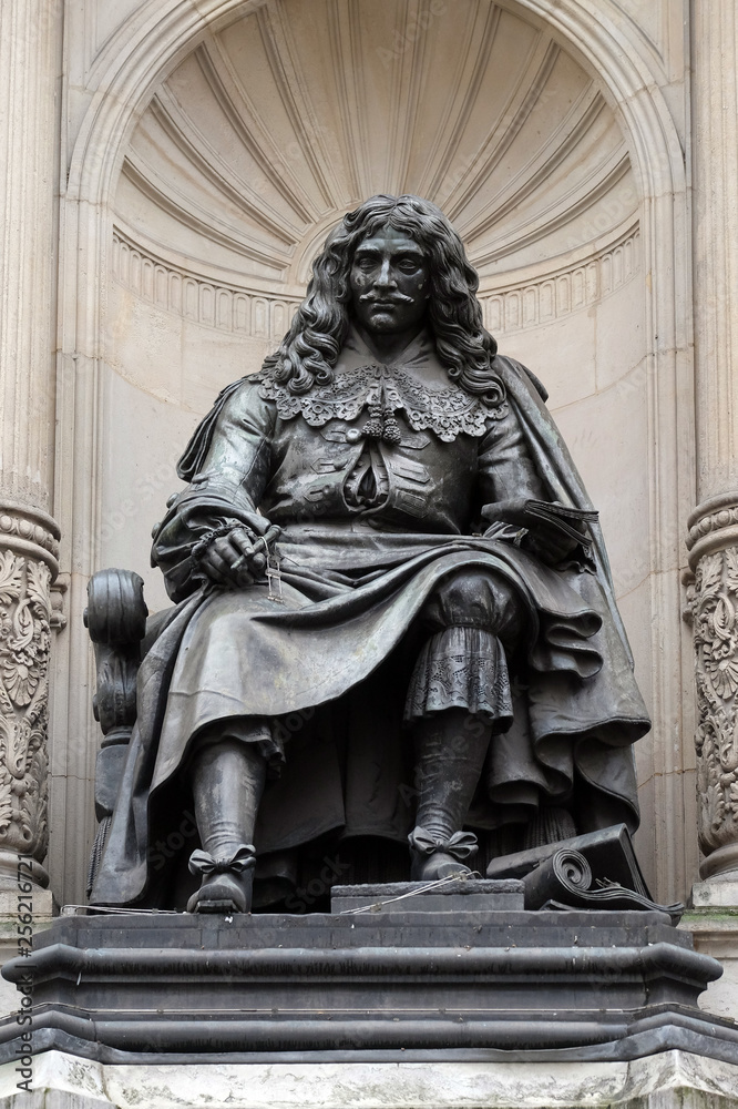 Bronze statue of the French poet and playwright Moliere in Paris ...